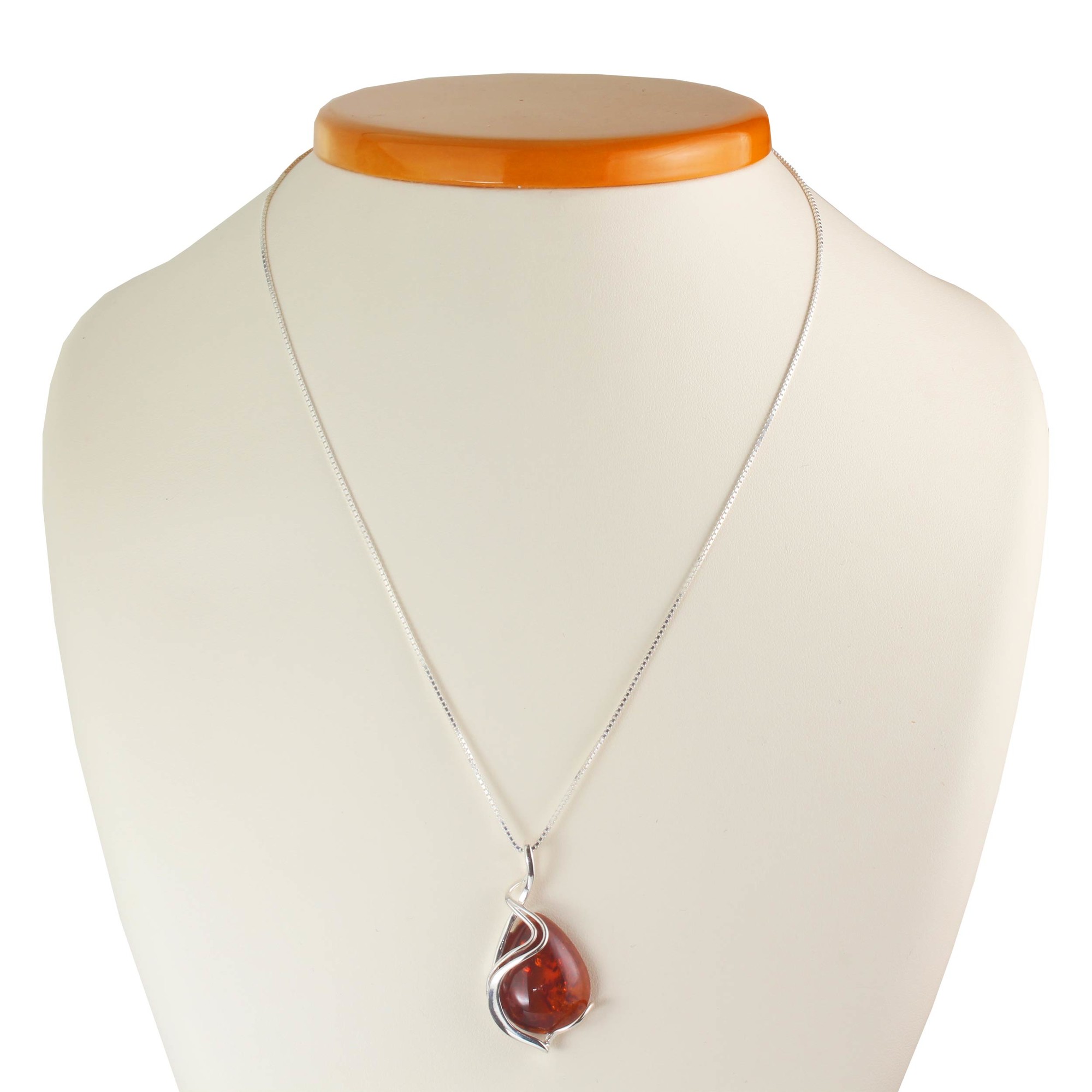 Baltic Amber Sterling Silver Pendant With Swirl Design Overlay