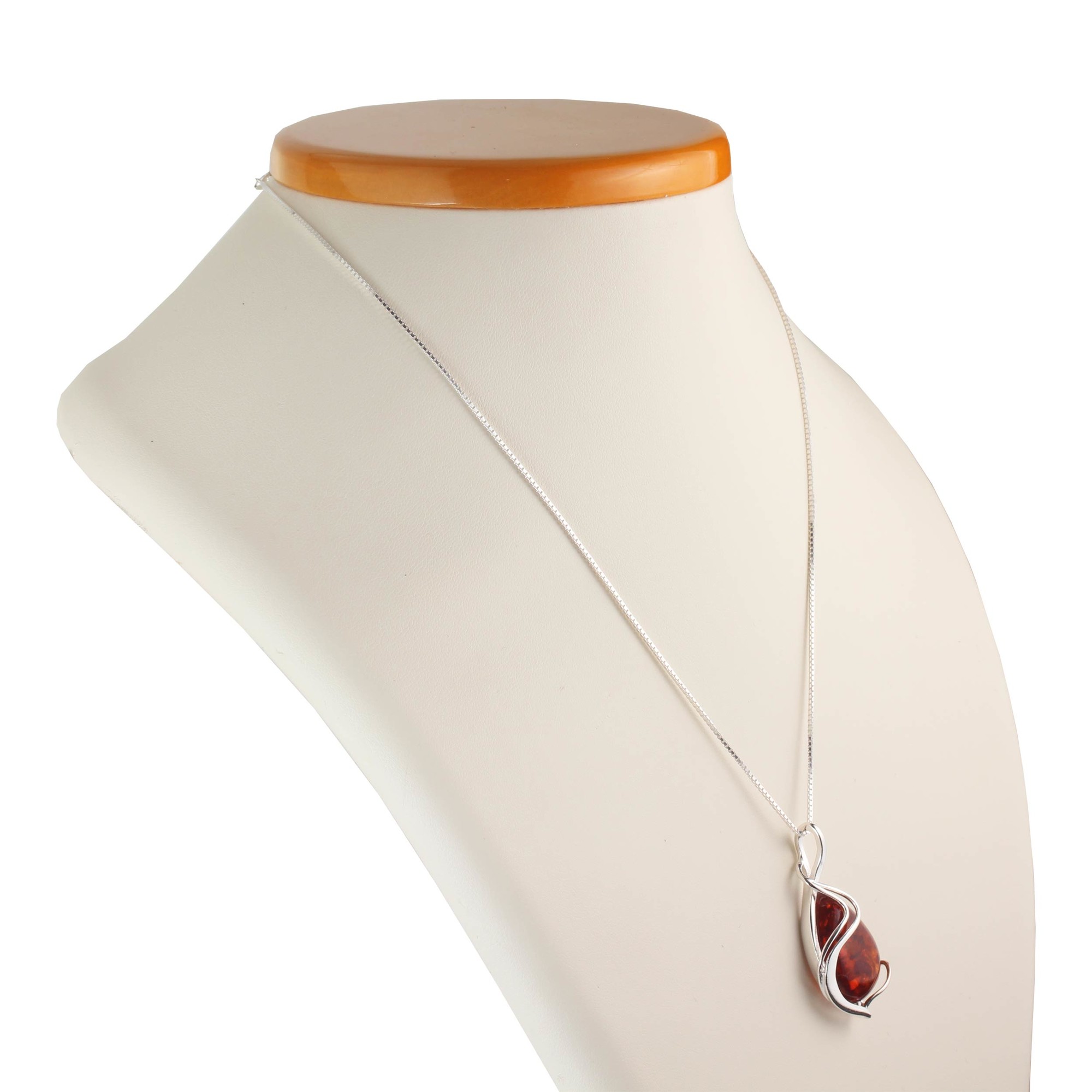 Baltic Amber Sterling Silver Pendant With Swirl Design Overlay