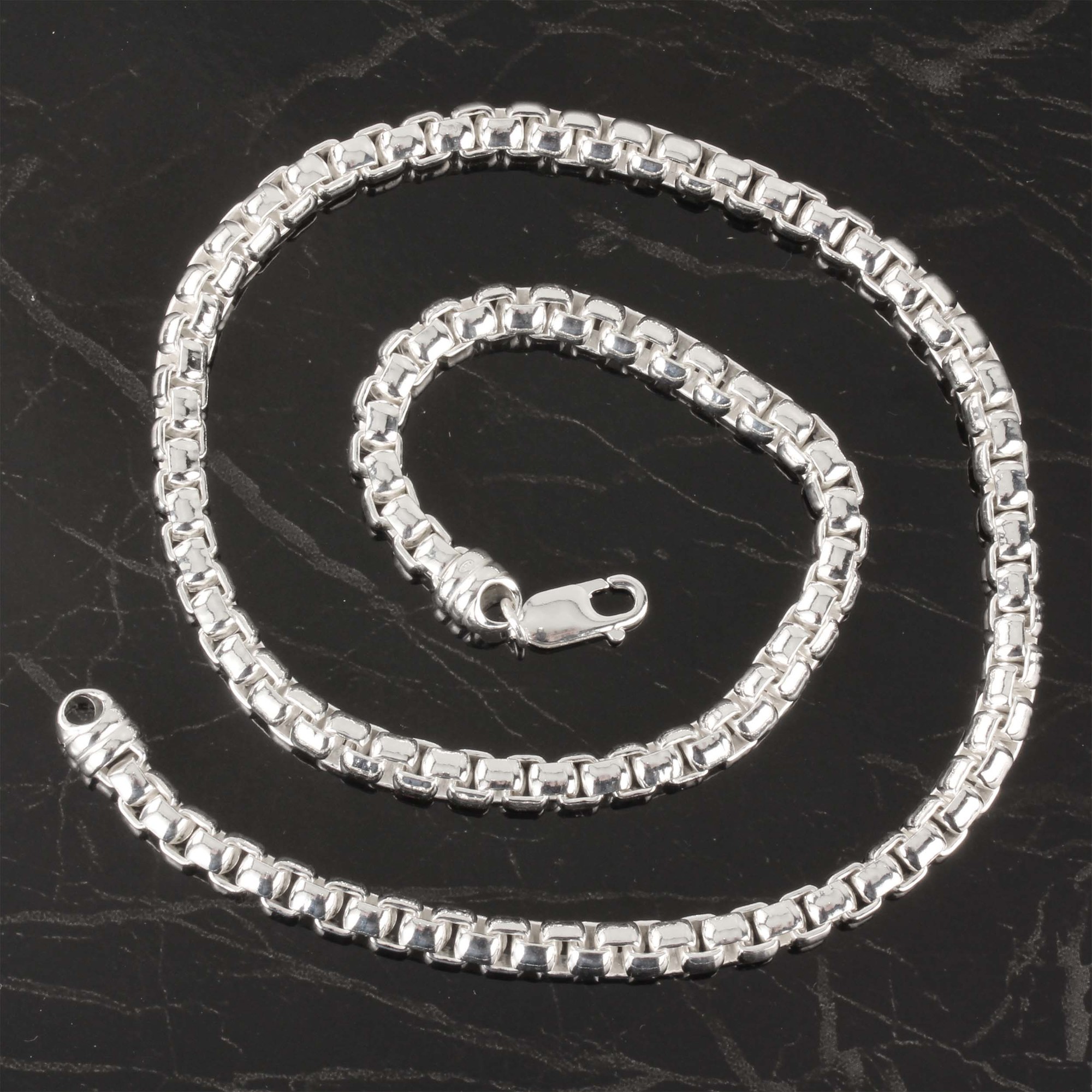 Solid Sterling Silver Box Belcher Chain For Men 5.30mm Wide Links