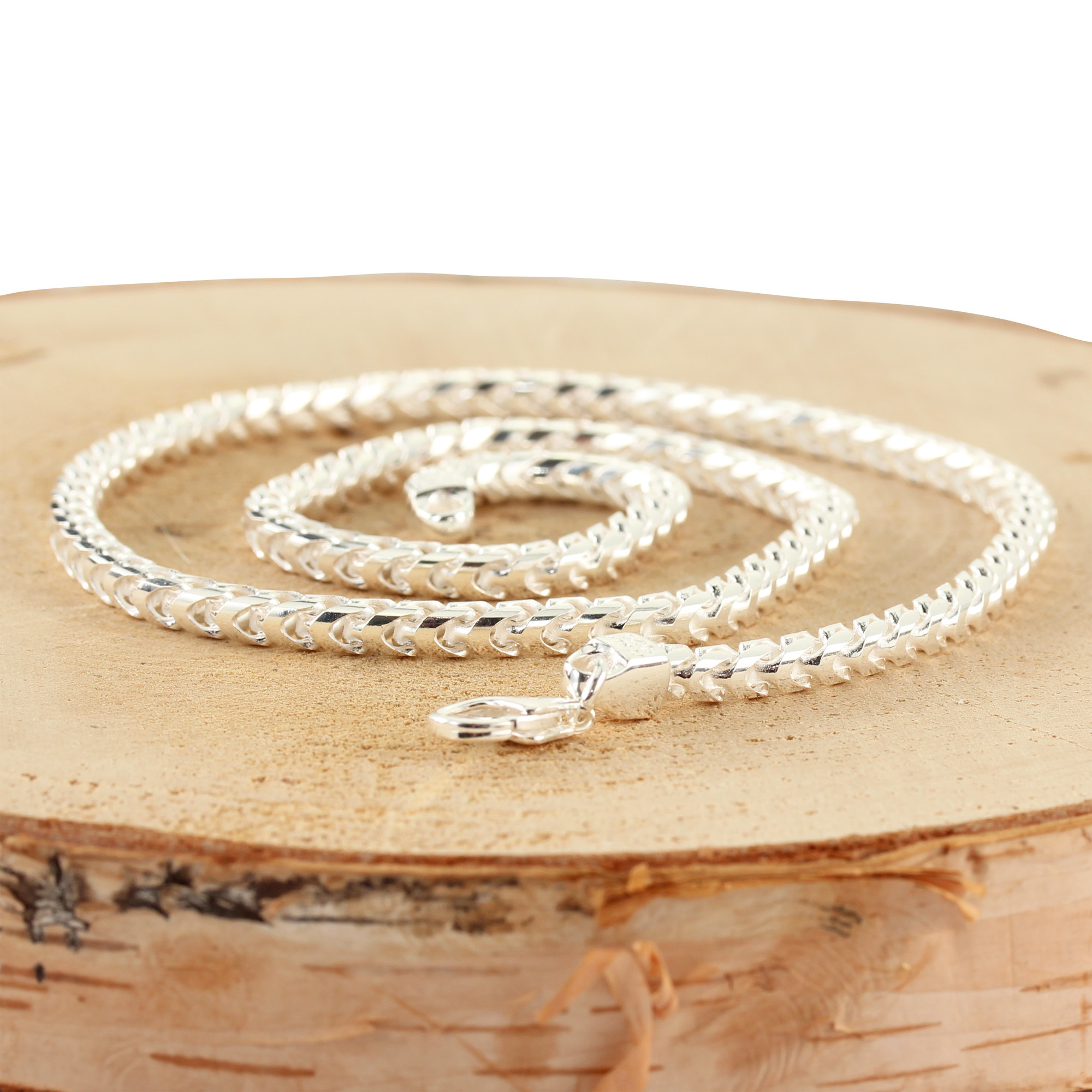 Men's Heavy Sterling Silver Franco Curb Chain - 3.70mm