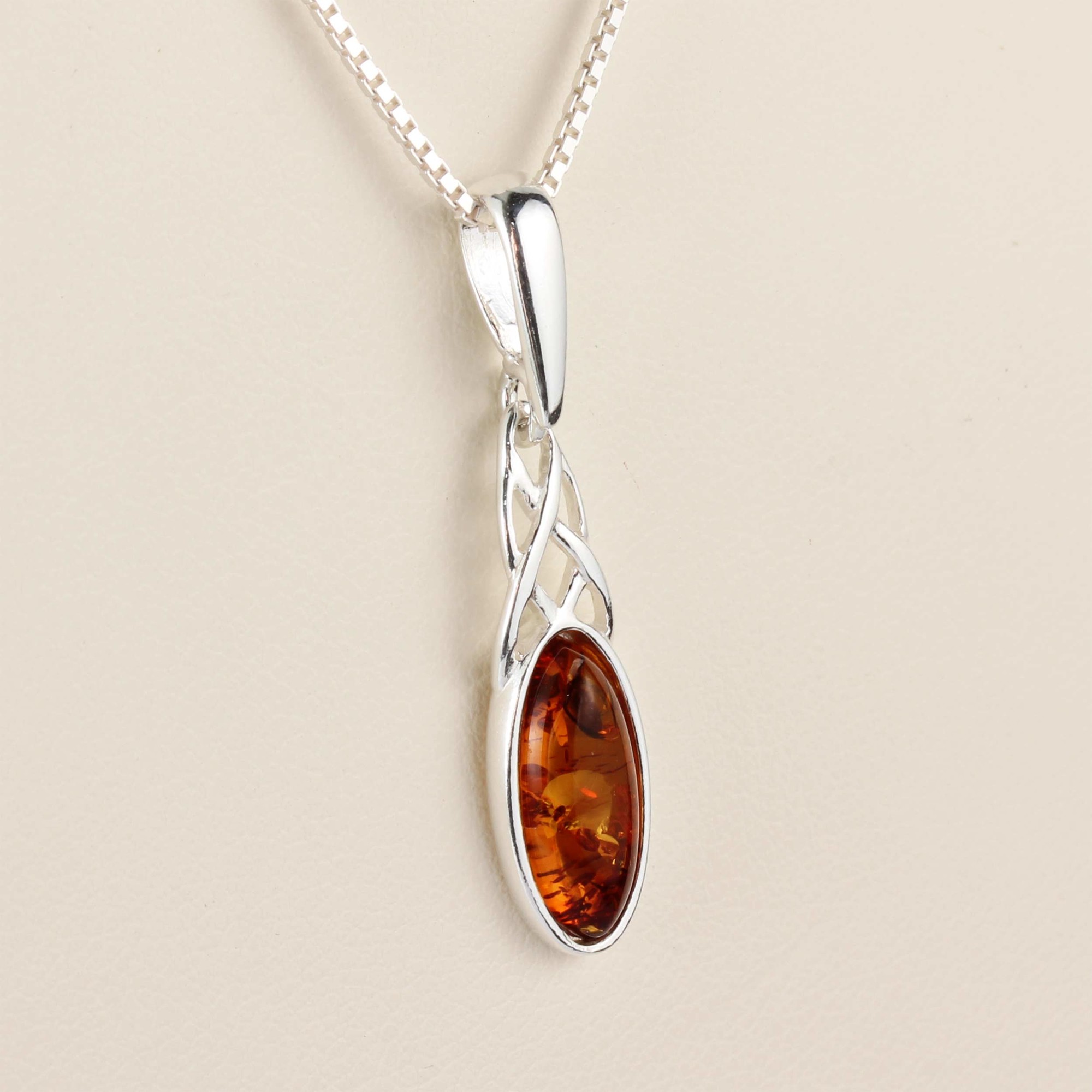 Celtic Honey Baltic Amber Sterling Silver Pendant