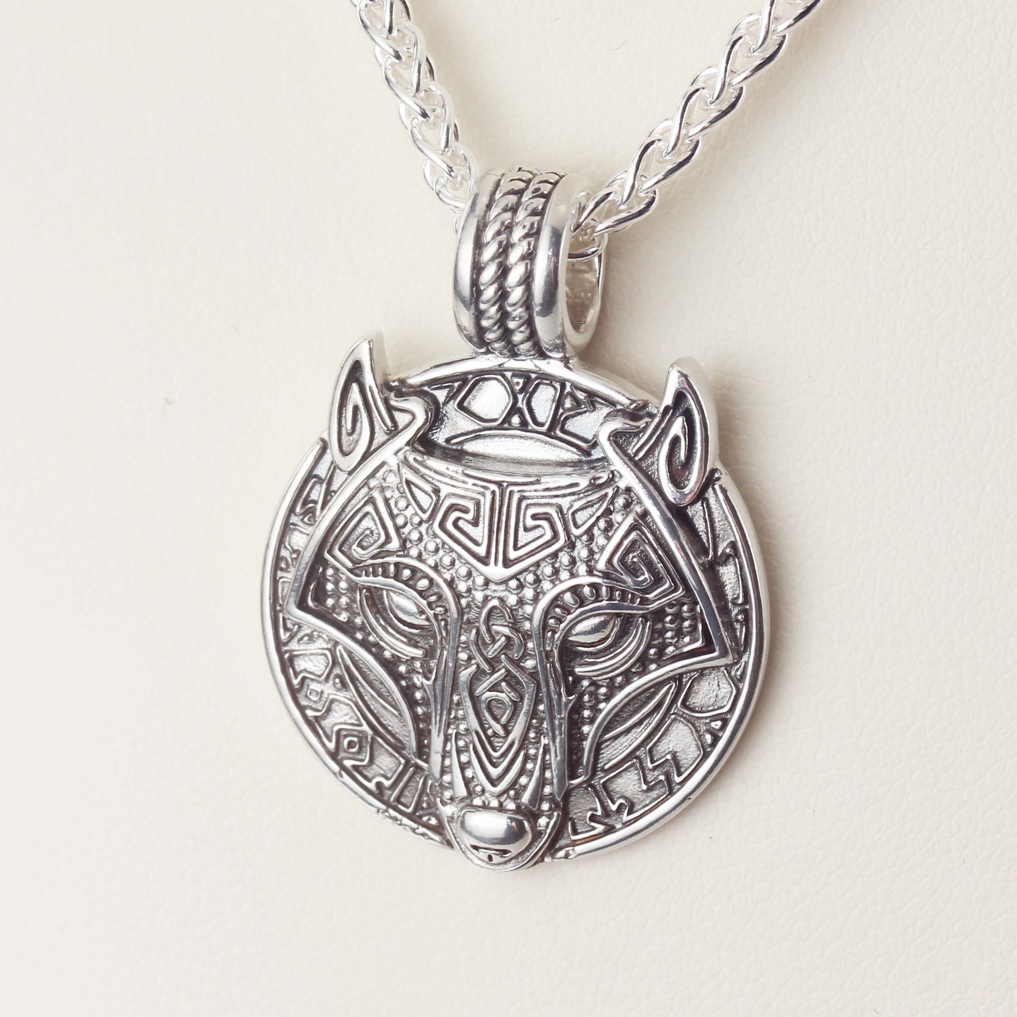 Fenrir Wolf Pendant Solid Sterling Silver Pendant Norse Mythology