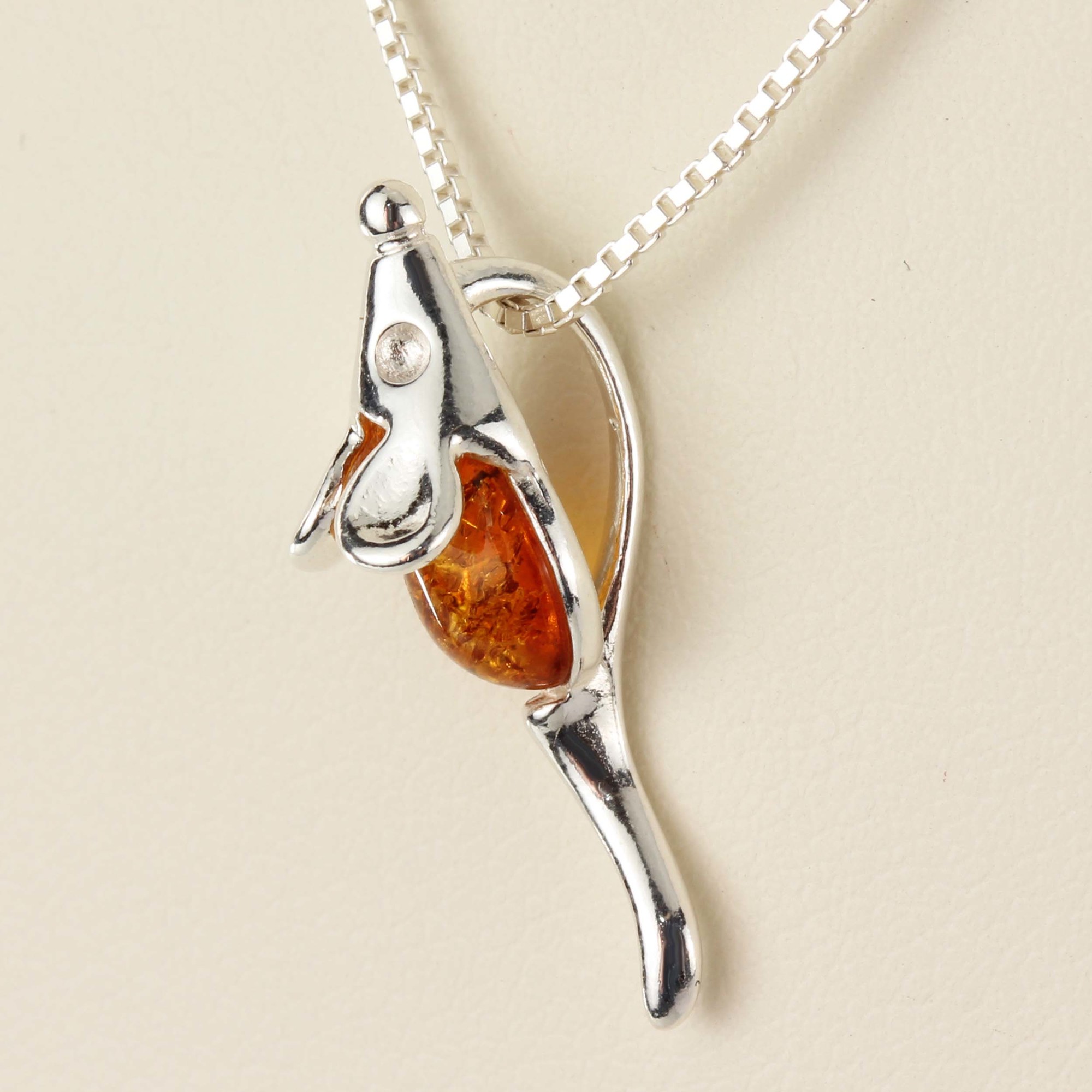 Small Mouse Sterling Silver Baltic Amber Pendant