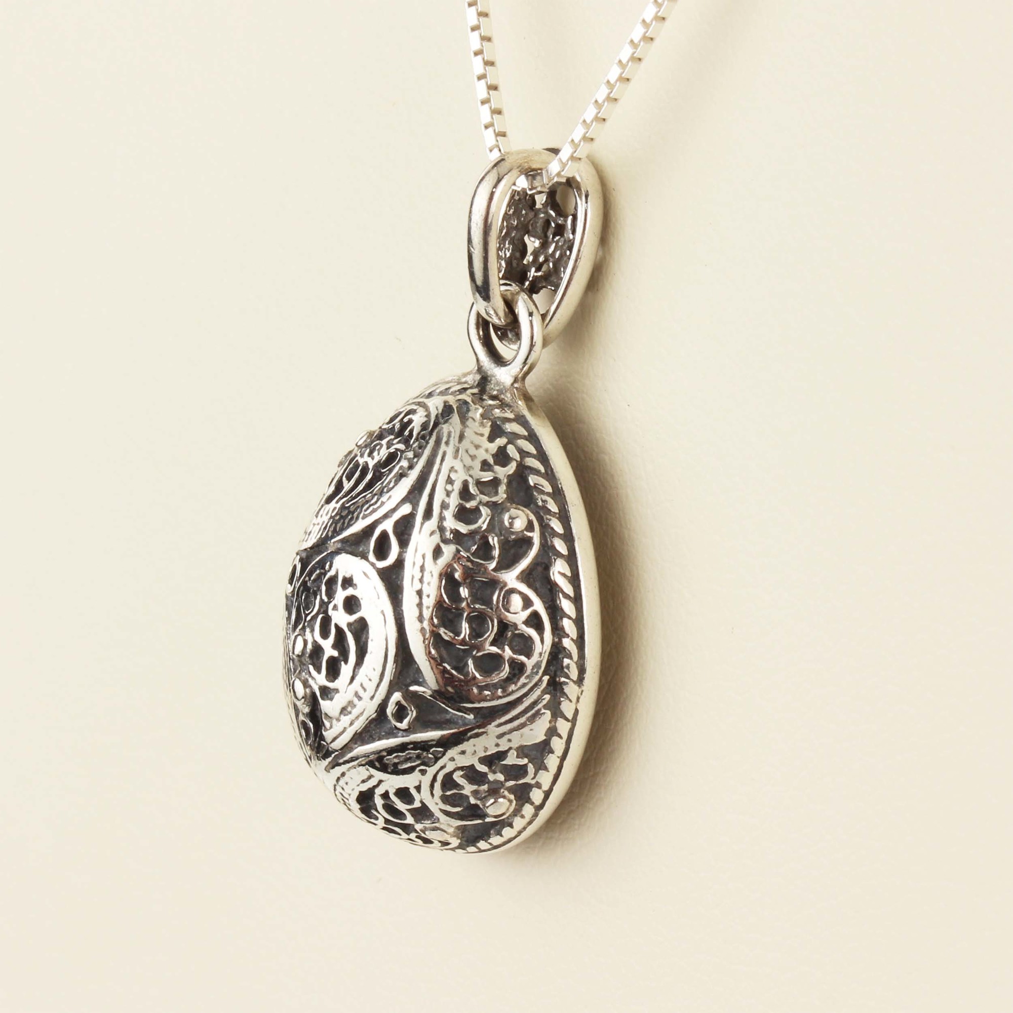 Carved Angel Pendant In Cherry Baltic Amber Sterling Silver