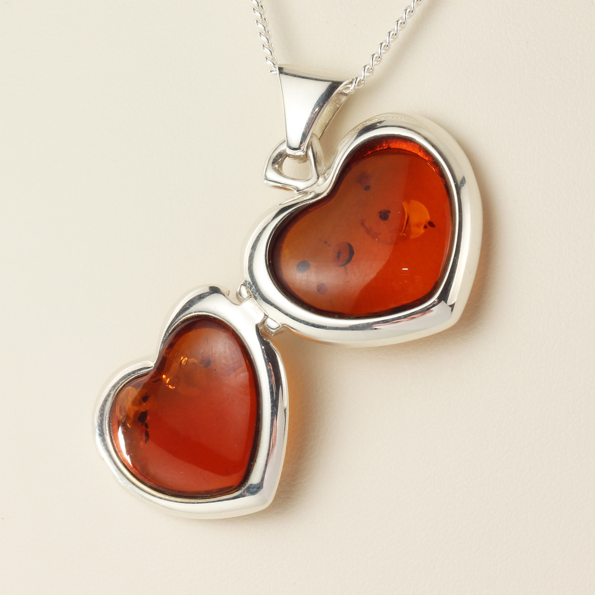 Double Sided Honey Baltic Amber Sterling Silver Locket