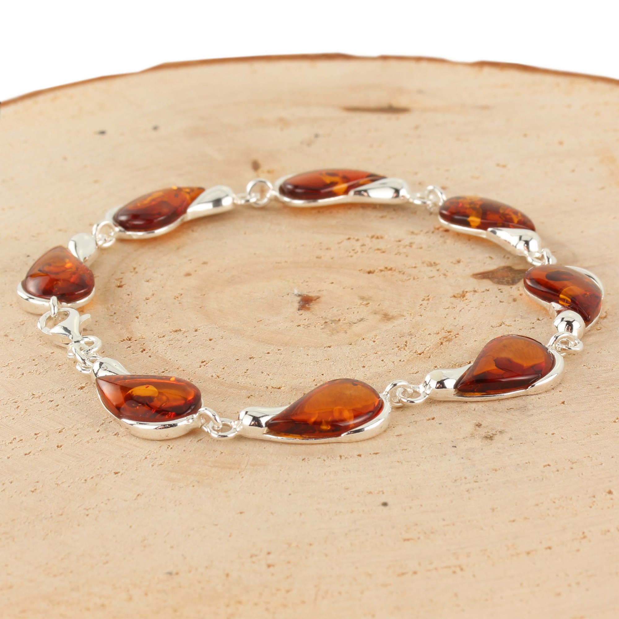 Honey Baltic Amber Organic Sterling Silver Bracelet