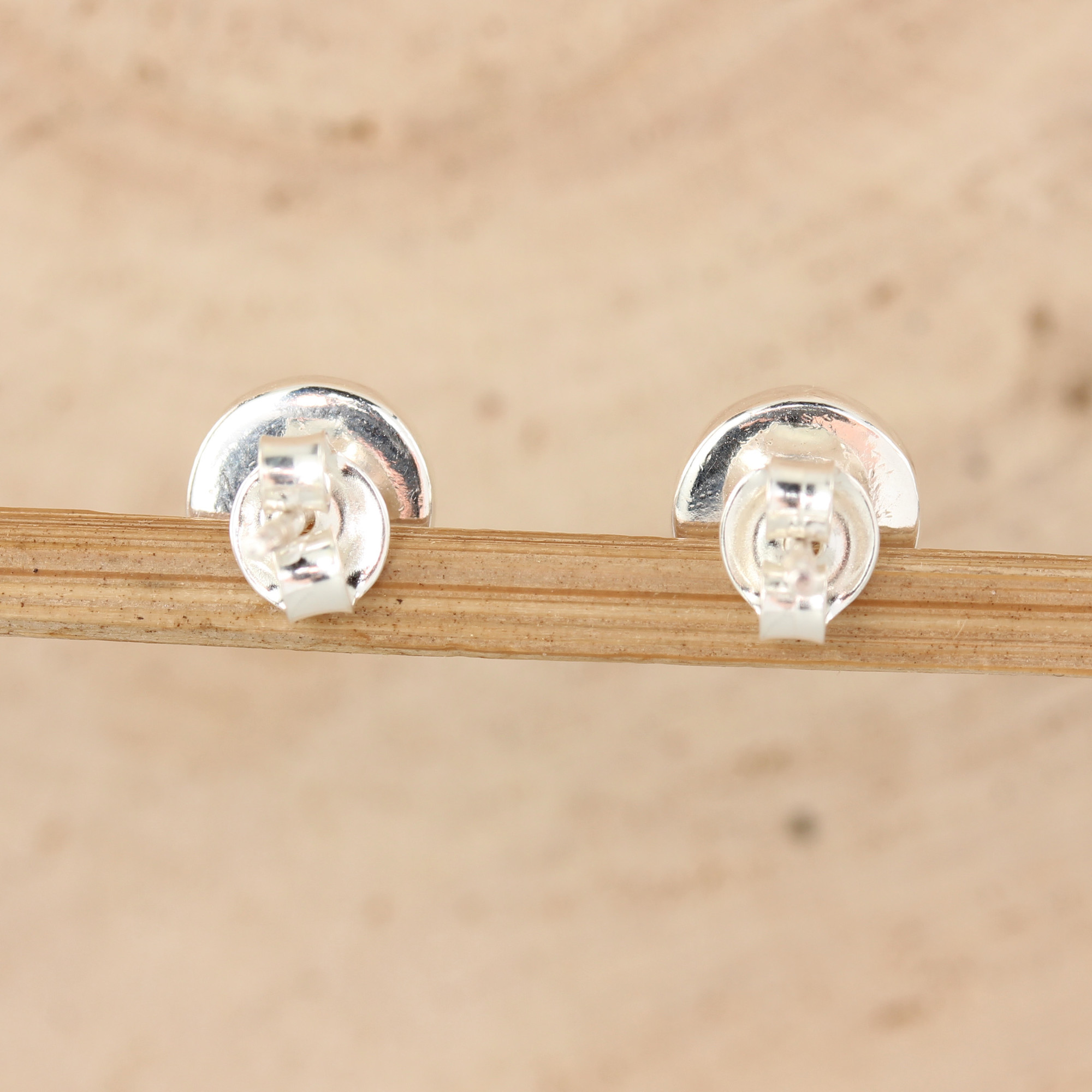 Cherry Baltic Amber Round Sterling Silver Stud Earrings