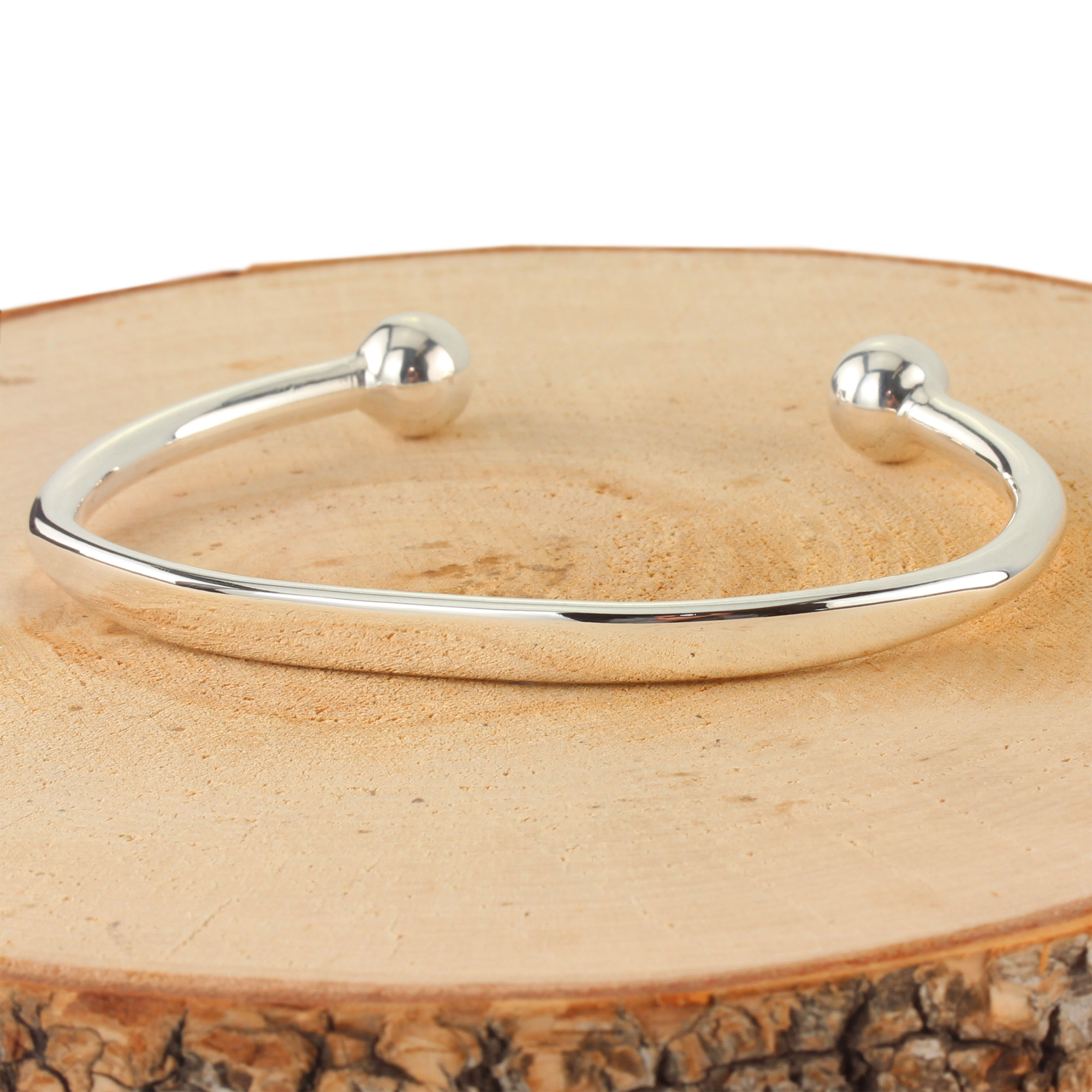Men's Solid Sterling Silver Torque Bangle With Identity Plate