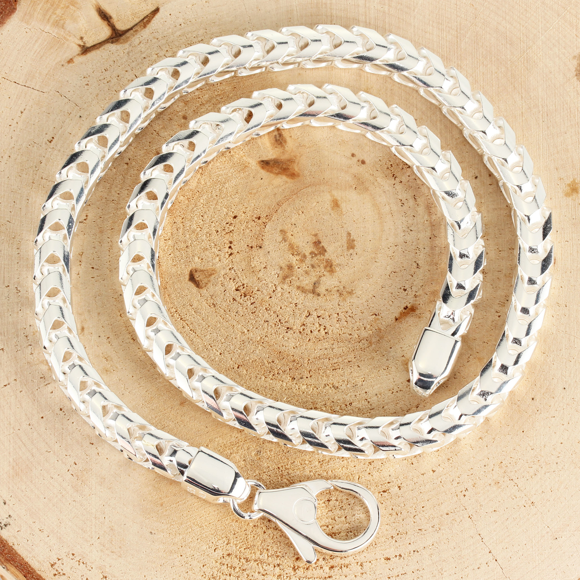 Heavy Solid Sterling Silver Mens Franco Chain 7.8mm Width