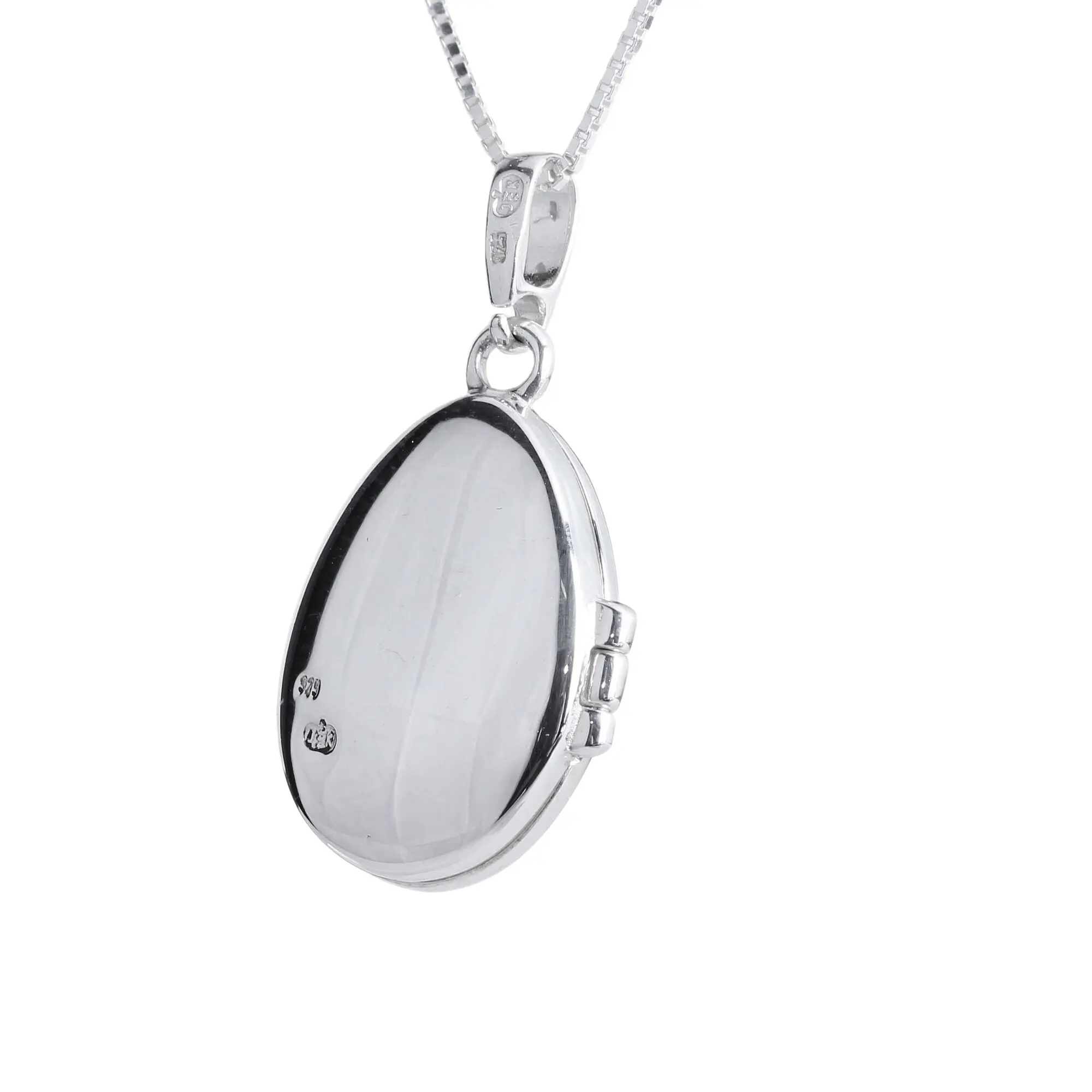 Sterling Silver Flower Oval Baltic Amber Locket