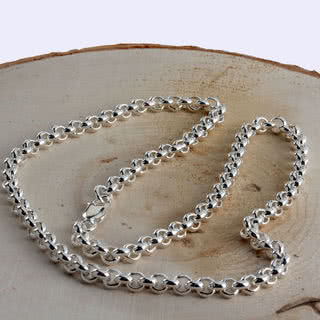 Medium Gauge 5.10mm Diameter Silver Belcher Chain Necklace